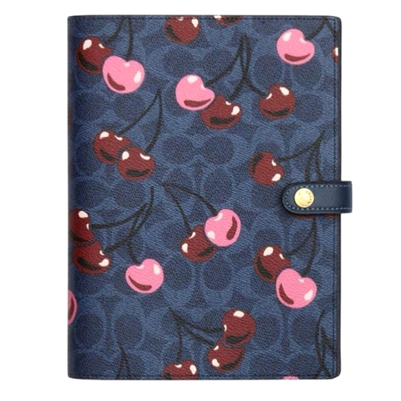 Coach | Office | Coach Notebook Cherry Print Signature Canvas Denim Red ...